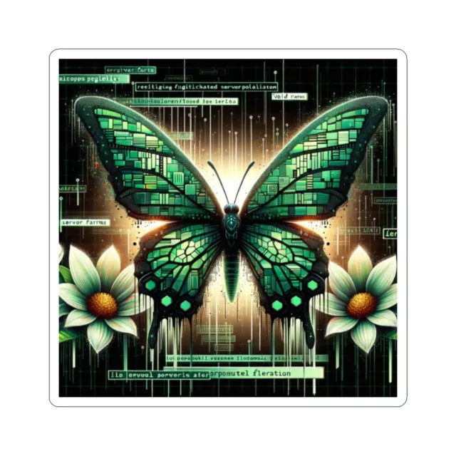 Kira Sticker With Sticker Cybernetic Butterflies In Data Stream- Design Preview Only Decorative ...