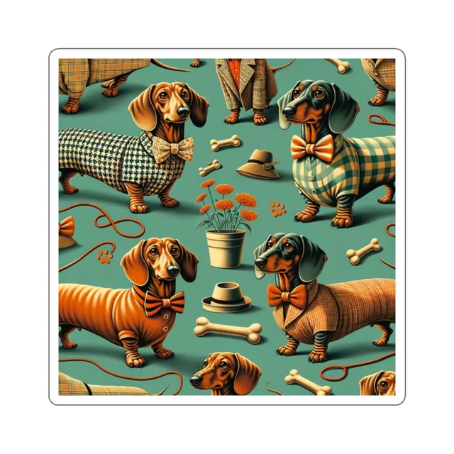 Kira Sticker With Sticker Dapper Dachshunds Retro Style Home Decor Dog ...