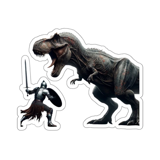 Kira Sticker With Sticker Dinosaur Fighting Knight Battle Art T-Rex ...