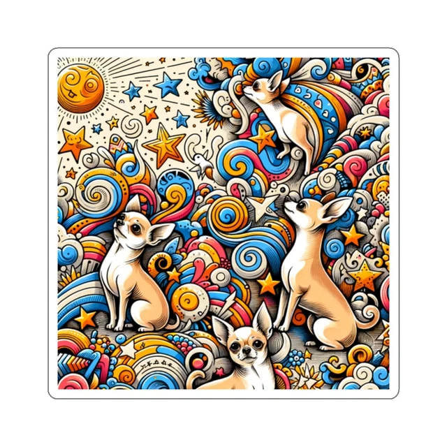 Kira Sticker With Sticker Doodle Art Chihuahua Playful Design Colorful ...
