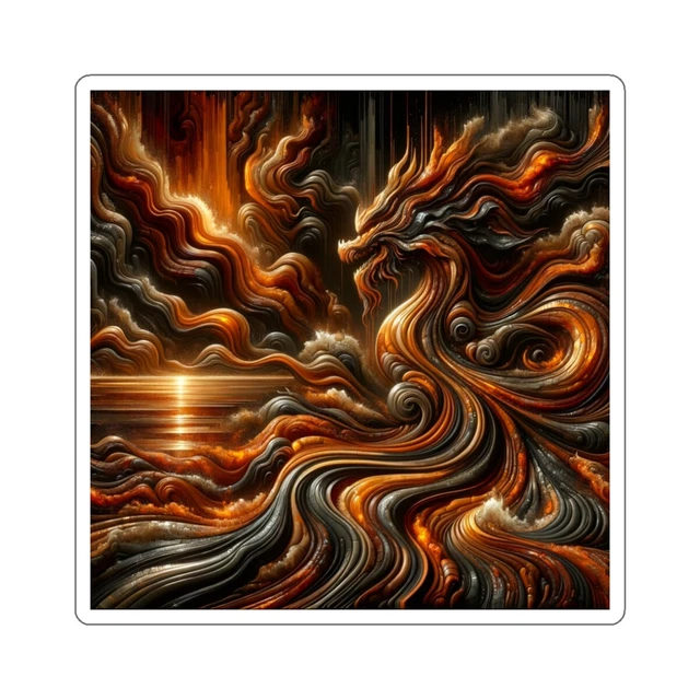 Kira Sticker With Sticker Dragon Lava Sunset Fantasy Mythical Beautiful ...