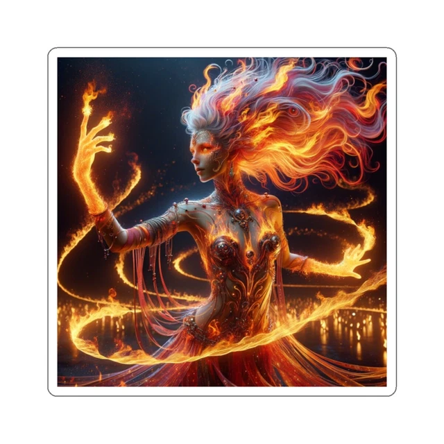 Kira Sticker With Sticker Elemental Flame Dancer Hyper-Realistic Art ...