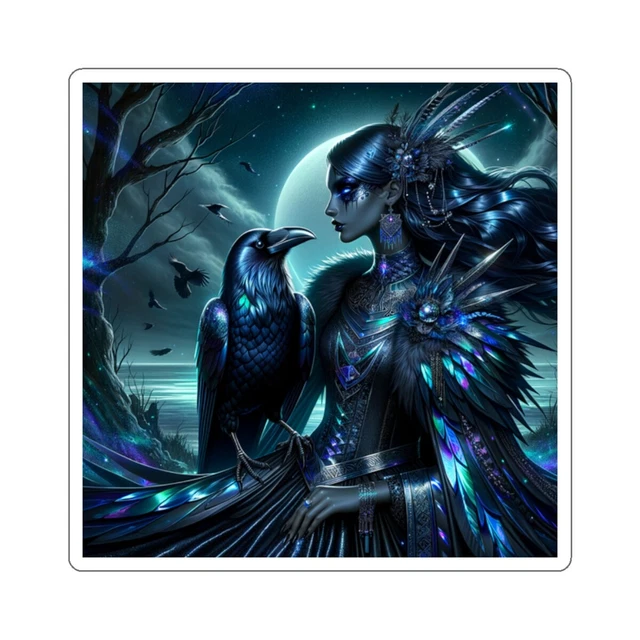 Kira Sticker With Sticker Ethereal Crow Empress Digital Artwork- Design ...