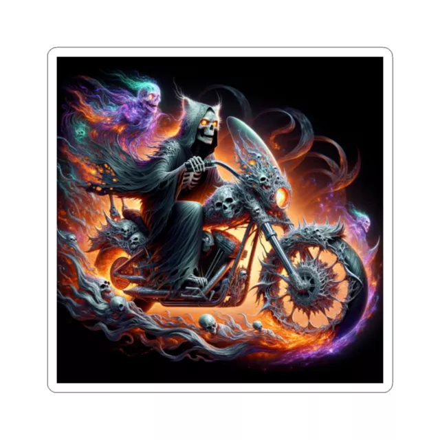 Kira Sticker With Sticker Feline Grim Reaper Motorcycle Artwork Cat ...