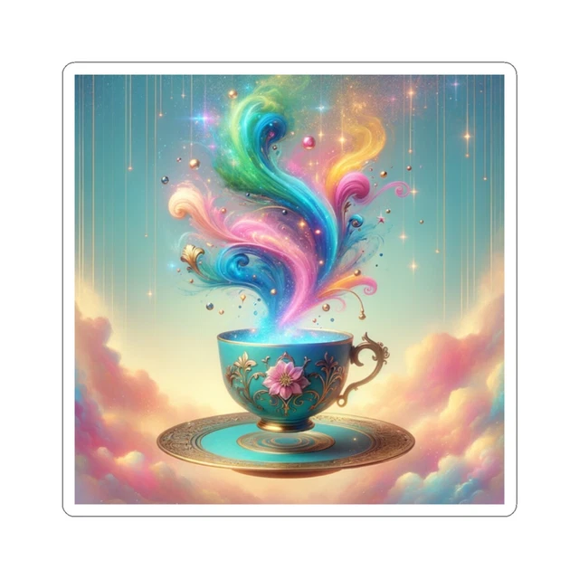 Kira Sticker With Sticker Floating Teacup Magical Colorful Brew- Design ...