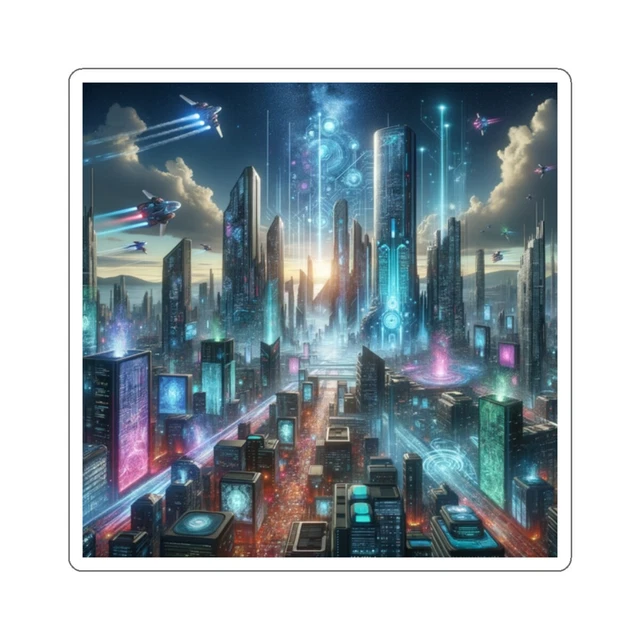 Kira Sticker With Sticker Futuristic Cityscape Neon Lights Artwork ...