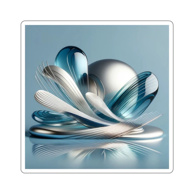 Kira Sticker With Sticker Futuristic Minimalist Fluid Shapes Metallic ...