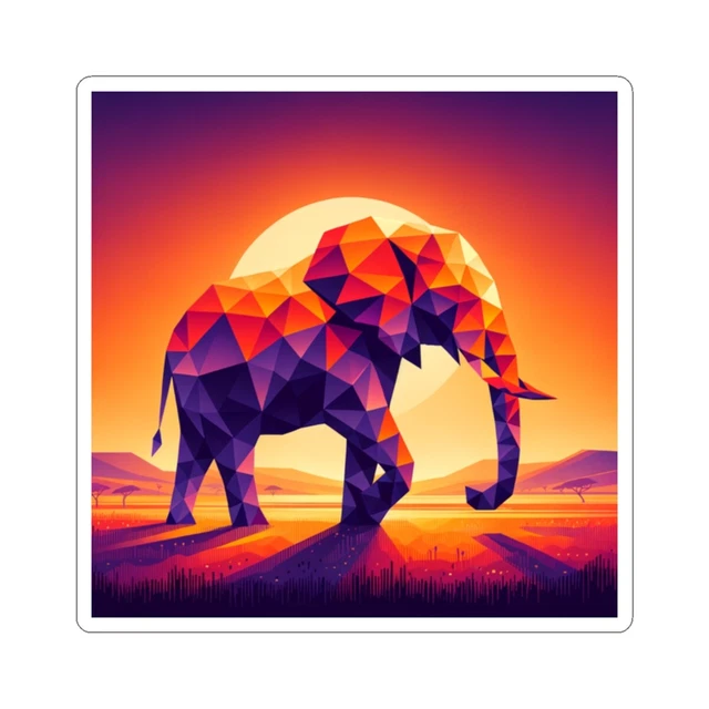 Kira Sticker With Sticker Geometric Elephant With Sunset Palette ...