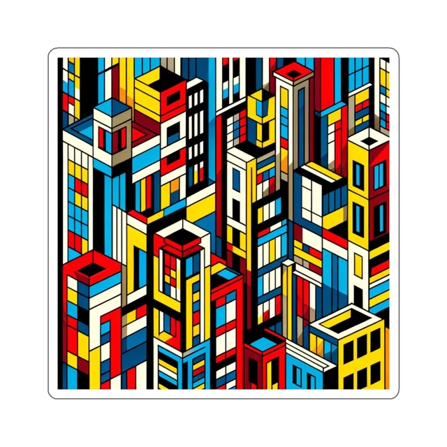 Kira Sticker With Sticker Geometric Pop Art Cityscape Bold Colors ...