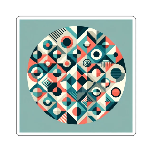 Kira Sticker With Sticker Geometric Shapes Modern Art Teal Coral ...