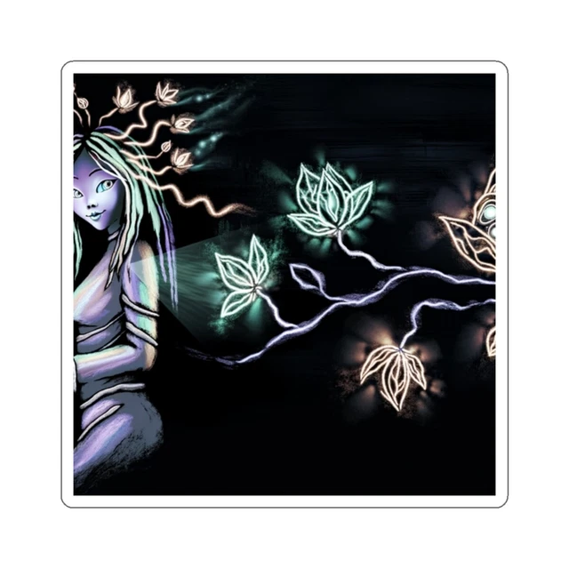 Kira Sticker With Sticker Ghostly Botanist Ethereal Plants Art- Design ...