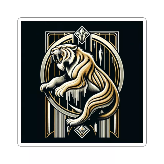 Kira Sticker With Sticker Golden Art Deco Sabertooth Tiger Ice Age ...