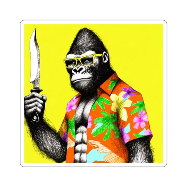 Kira Sticker With Sticker Gorilla Hawaii Machete Vintage Style- Design ...