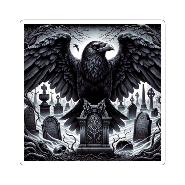 Kira Sticker With Sticker Gothic Horror Raven Tombstone Art- Design ...