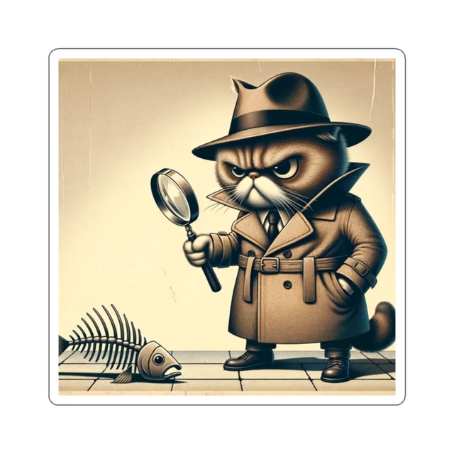 Kira Sticker With Sticker Grumpy Cat Detective Vintage Style ...