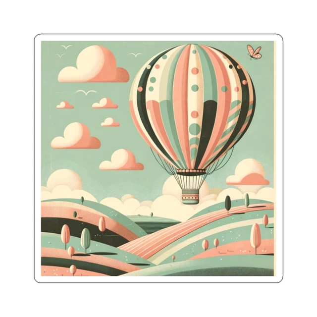 Kira Sticker With Sticker Hot Air Balloon Vintage Style Art- Design ...