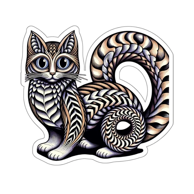 Kira Sticker With Sticker Infinite Cat Surreal Geometric Trippy Feline ...