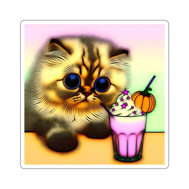 Kira Sticker With Sticker Kitten Milkshake Illustration Cute Pastel ...