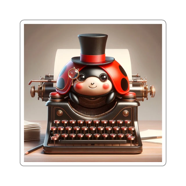 Kira Sticker With Sticker Ladybug Typewriter Quirky Vintage Style Art ...