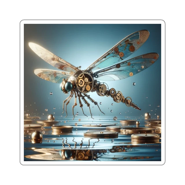 Kira Sticker With Sticker Mechanical Dragonfly Art Steampunk Nature ...