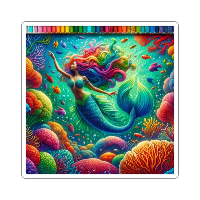 Kira Sticker With Sticker Mermaid Underwater Fantasy Artwork Colorful ...