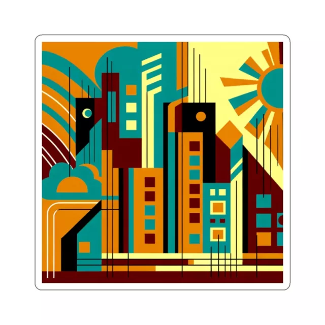 Kira Sticker With Sticker Mid Century Modern Abstract Cityscape Energy ...