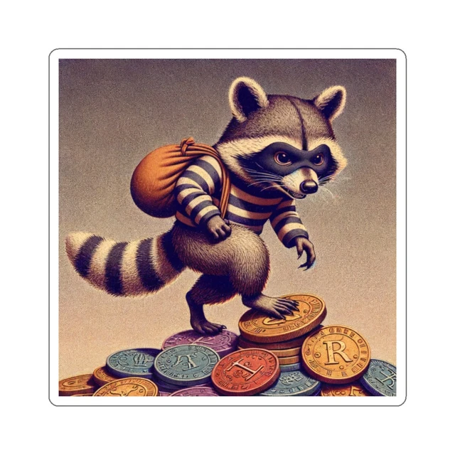 Kira Sticker With Sticker Mischievous Raccoon Vintage Style Artwork ...