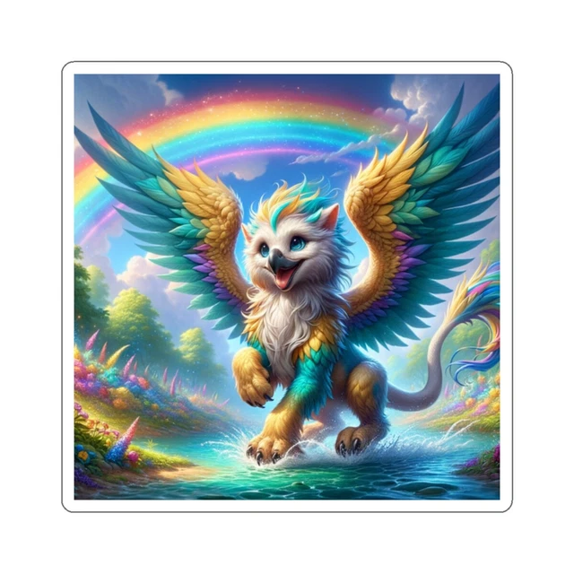 Kira Sticker With Sticker Mythical Griffin Rainbow Artwork Fantasy ...