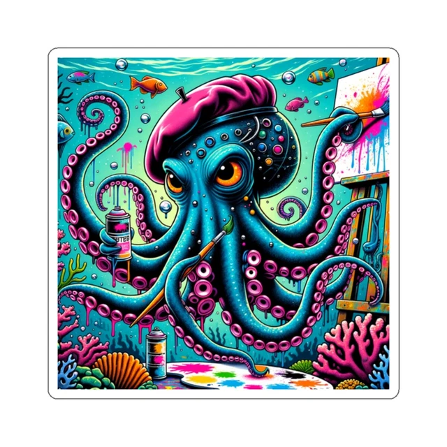 Kira Sticker With Sticker Octopus Artistic Edgy Rebellious- Design ...