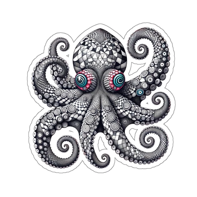 Kira Sticker With Sticker Optical Octopus Surreal Sea Creature Art ...