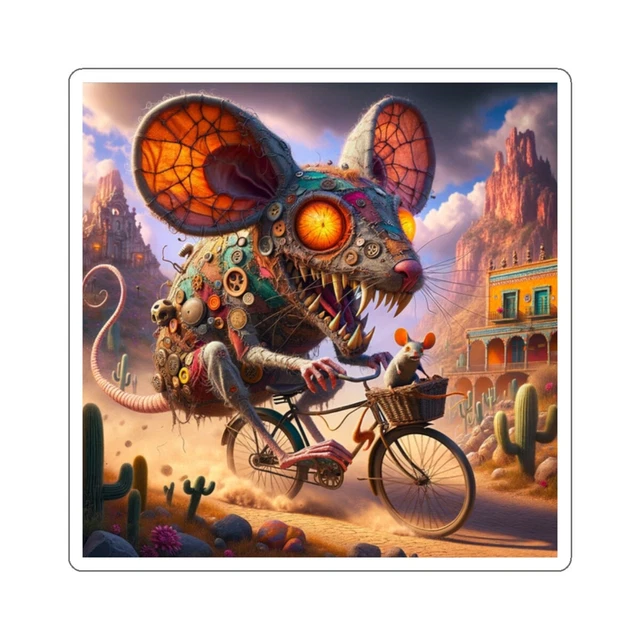 Kira Sticker With Sticker Patchwork Mouse Bicycle Adventure Vintage ...