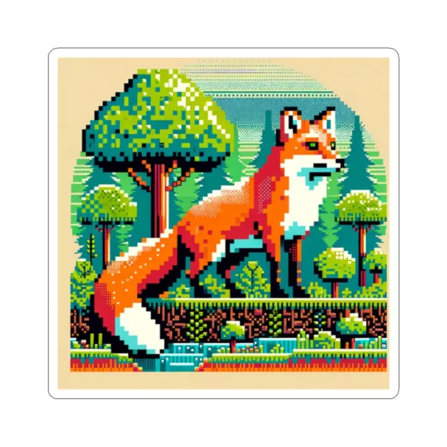 Kira Sticker With Sticker Pixelated Fox In 8-Bit Forest- Design Preview ...