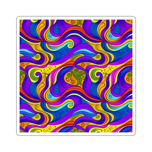 Kira Sticker With Sticker Psychedelic Waves Retro Pattern Colorful ...
