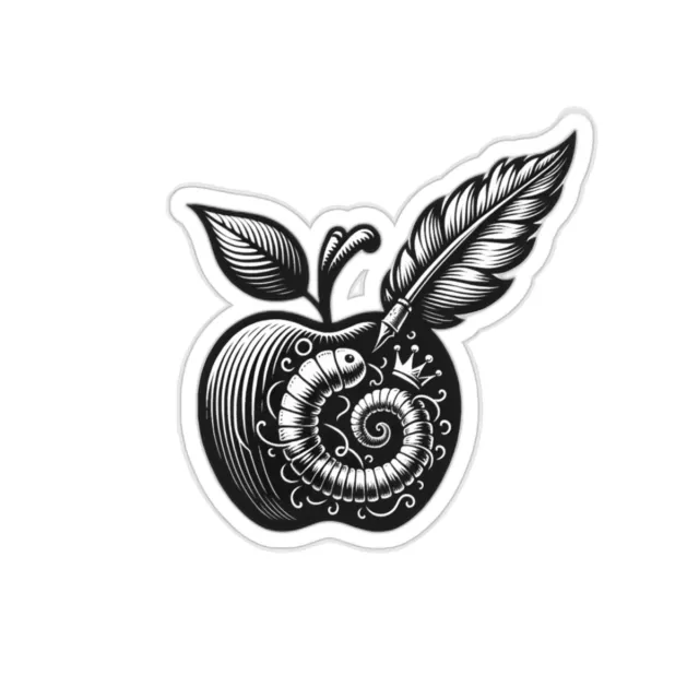 Kira Sticker With Sticker Quill Ink Apple With Worm Retro Look ...