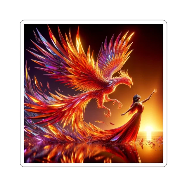 Kira Sticker With Sticker Radiant Crystal Phoenix Female Figure Artwork ...