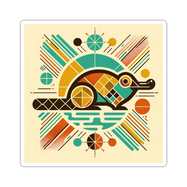 Kira Sticker With Sticker Retro Atomic Platypus Mid Century Modern Art ...