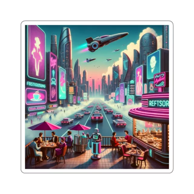 Kira Sticker With Sticker Retro Futurism Cityscape Art Vintage Style ...