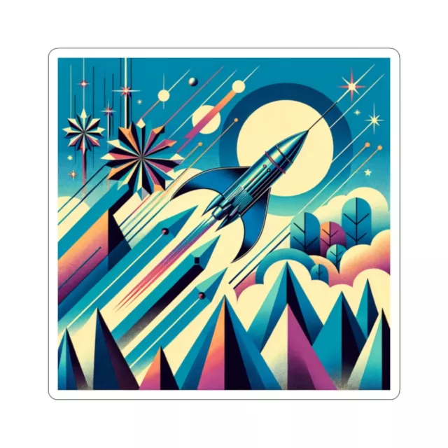 Kira Sticker With Sticker Retro Rocket Mid Century Space Age Design ...