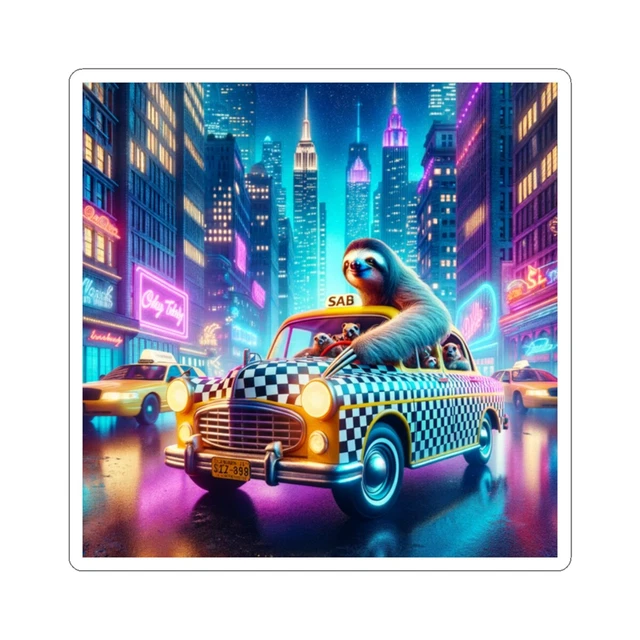 Kira Sticker With Sticker Retro Sloth Taxi Driver- Design Preview Only ...