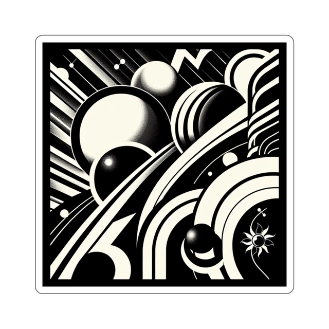 Kira Sticker With Sticker Retro Style Art Deco Planetary Geometric Fine ...