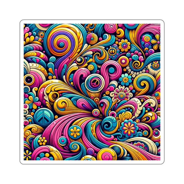 Kira Sticker With Sticker Retro Swirl Psychedelic Pattern Vibrant ...