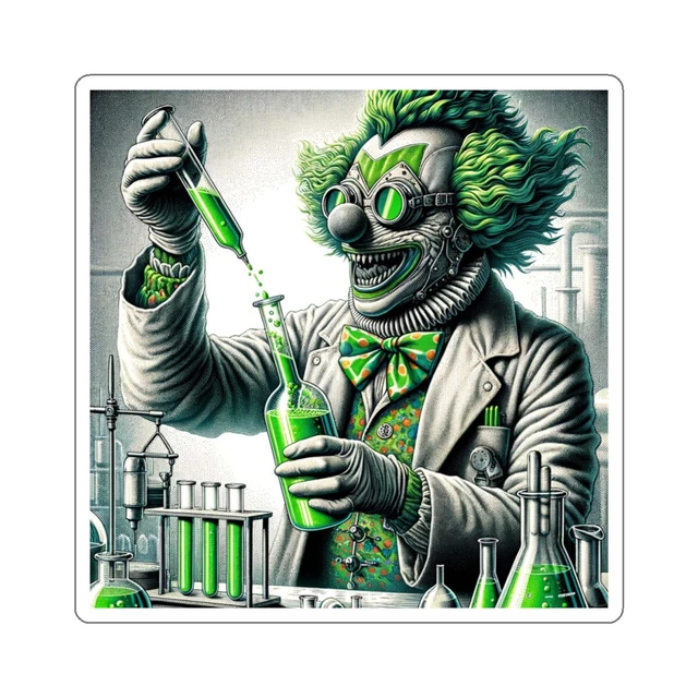 Kira Sticker With Sticker Scary Horror Clown Mad Scientist Green Potion ...