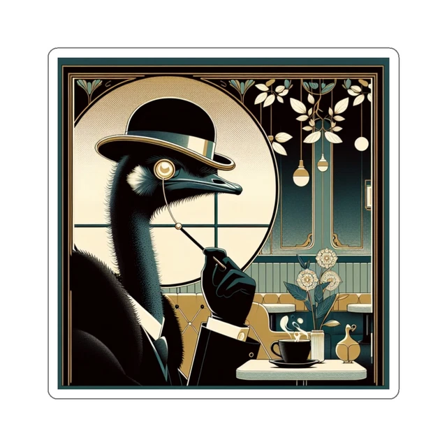 Kira Sticker With Sticker Sophisticated Ostrich Art Deco Coffee Shop ...