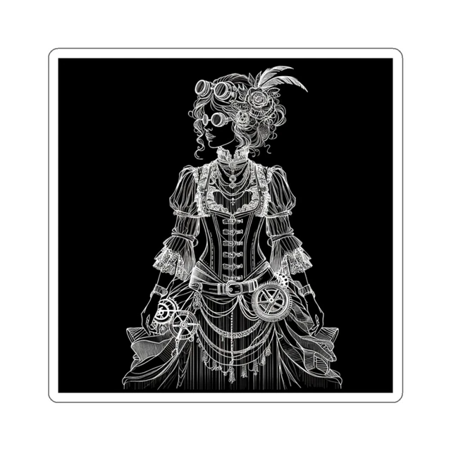 Kira Sticker With Sticker Steampunk Victorian Woman Single Line Vintage ...