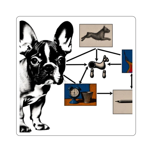 Kira Sticker With Sticker Surreal Bulldog Ink Drawing Artsy Frenchie ...