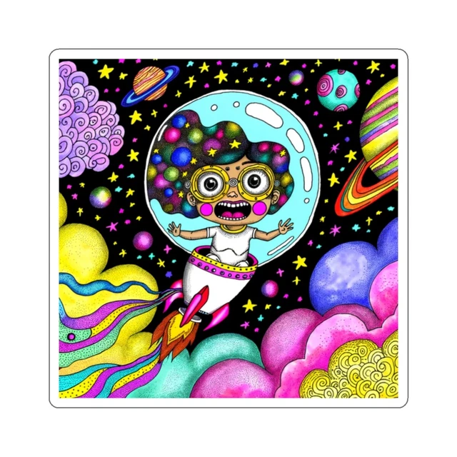 Kira Sticker With Sticker Surreal Rocket Girl Vintage Style Adventure ...