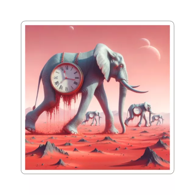 Kira Sticker With Sticker Surrealism Floating Elephants On Mars- Design ...