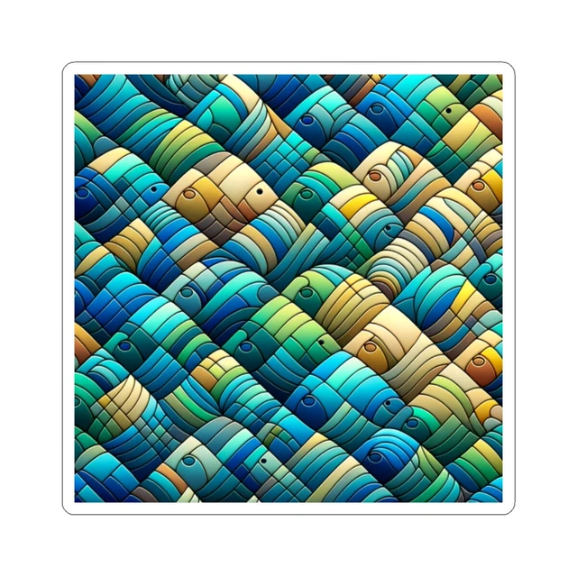 Kira Sticker With Sticker Tessellated Fish Mosaic Ocean Colors- Design ...