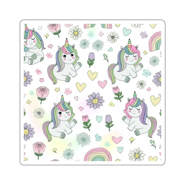 Kira Sticker With Sticker Unicorn Rainbow Floral Fantasy Cute Simple ...