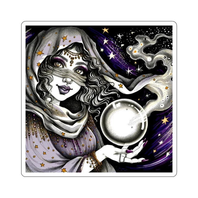 Kira Sticker With Sticker Veiled Fortune Teller Art Crystal Ball ...